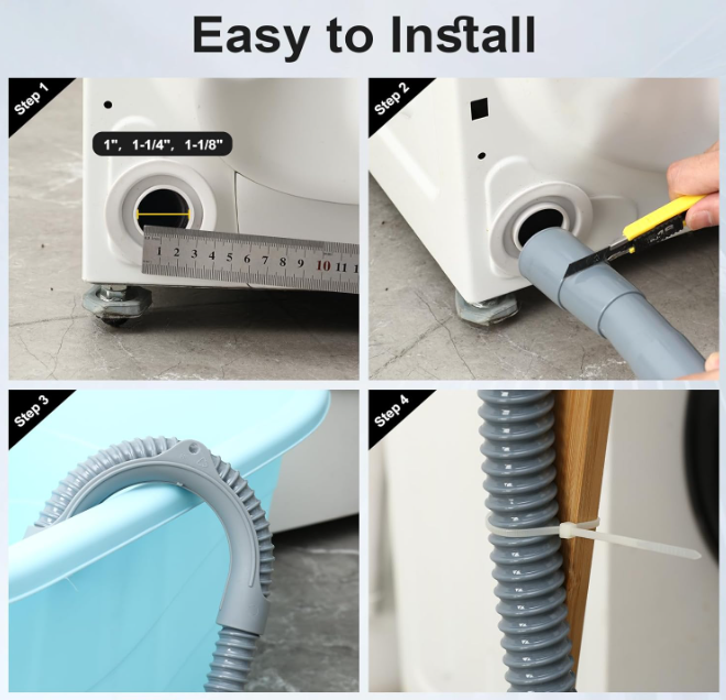 Universal Washing Machine Drain Hose, 8ft Corrugated Flexible Washer D ...