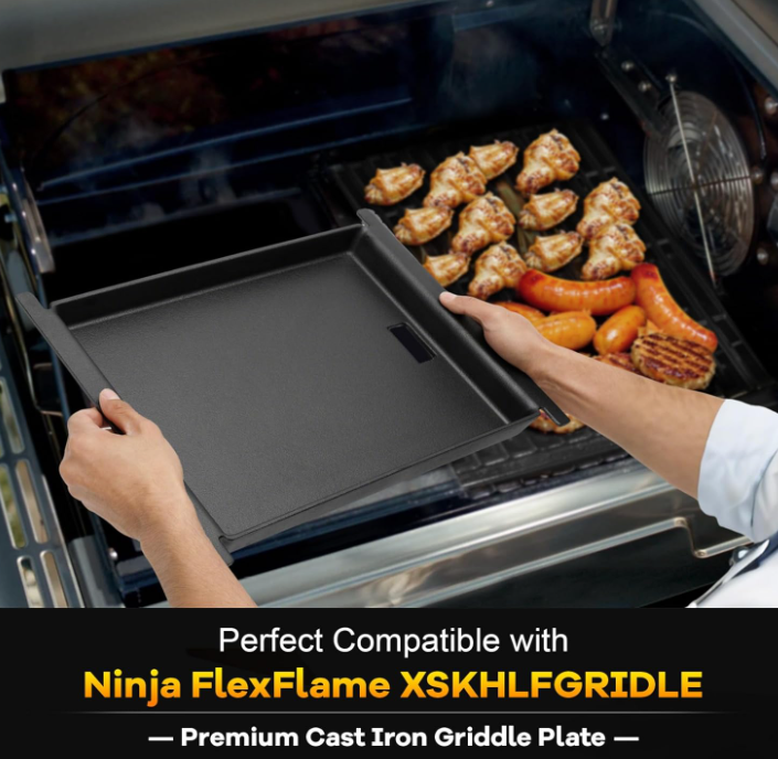 Cast Iron Half Griddle Pan for Ninja FlexFlame XSKHLFGRIDLE, Premium C ...