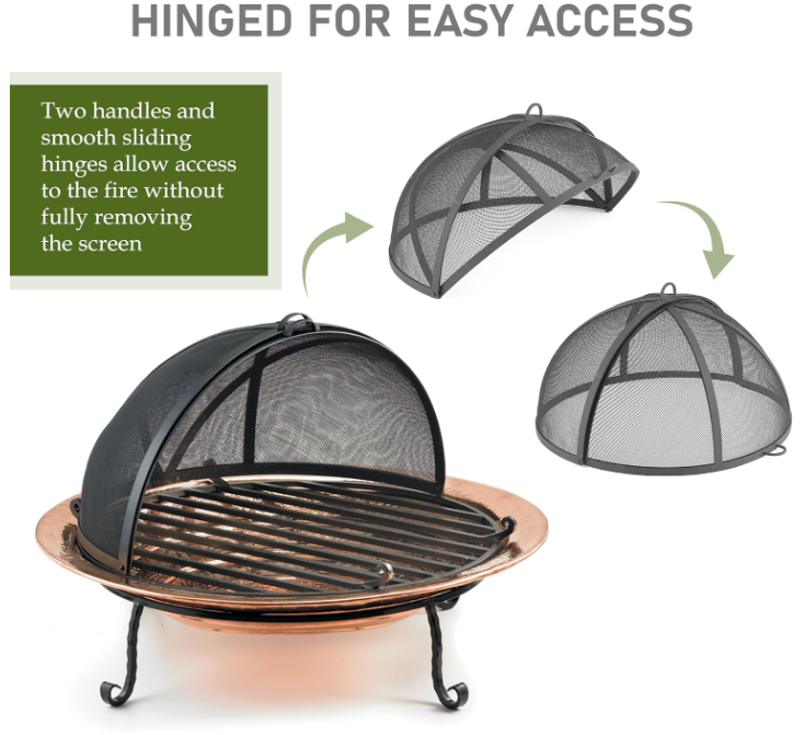 24 Inch Heavy Duty Pit Spark Fire Screen Hinged for Easy Access, Guard ...
