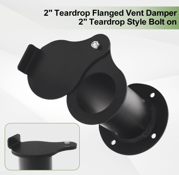 2" Teardrop Flanged Vent Damper for UDS Ugly Drum Lid Exhaust 16, 30 a ...