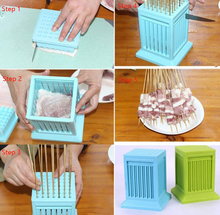 49 Holes Meat Skewer Kebab Maker Box, Kitchen Quick Bbq Skewer Maker M ...