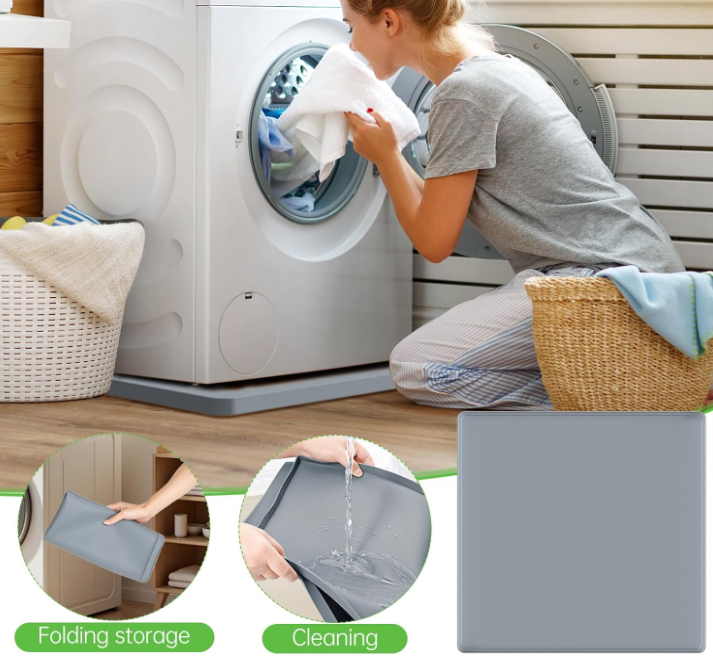 27''x27'' Washing Machine Drain Pan Silicone mat with 0.78'' Raised Ed ...