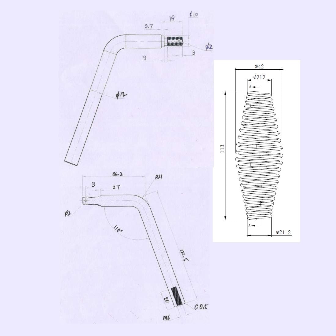 5" Spring Handle with 1/2" Steel Rod for BBQ Pits Trailers, Custom Met ...