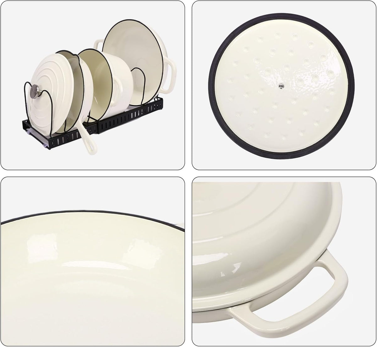 Enameled Cast Iron Cookware Set, 7 Pcs Ceramic Coated Cast Iron Cookwa ...