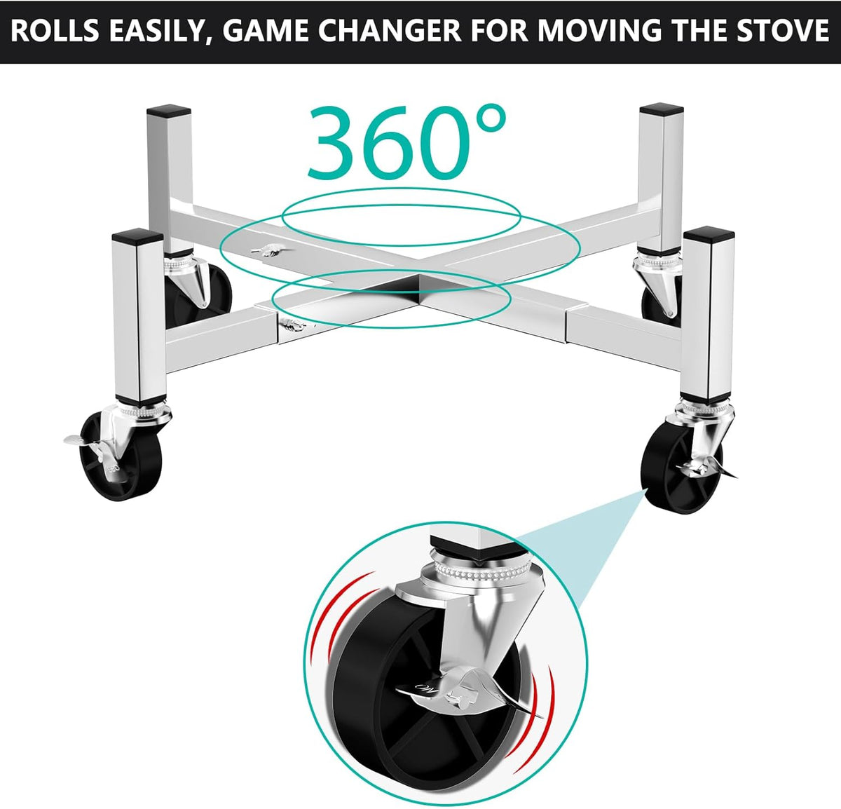 Expandable 15-27" Fire Pit Rolling Stand, 360° Swivel & Locking Wheels ...