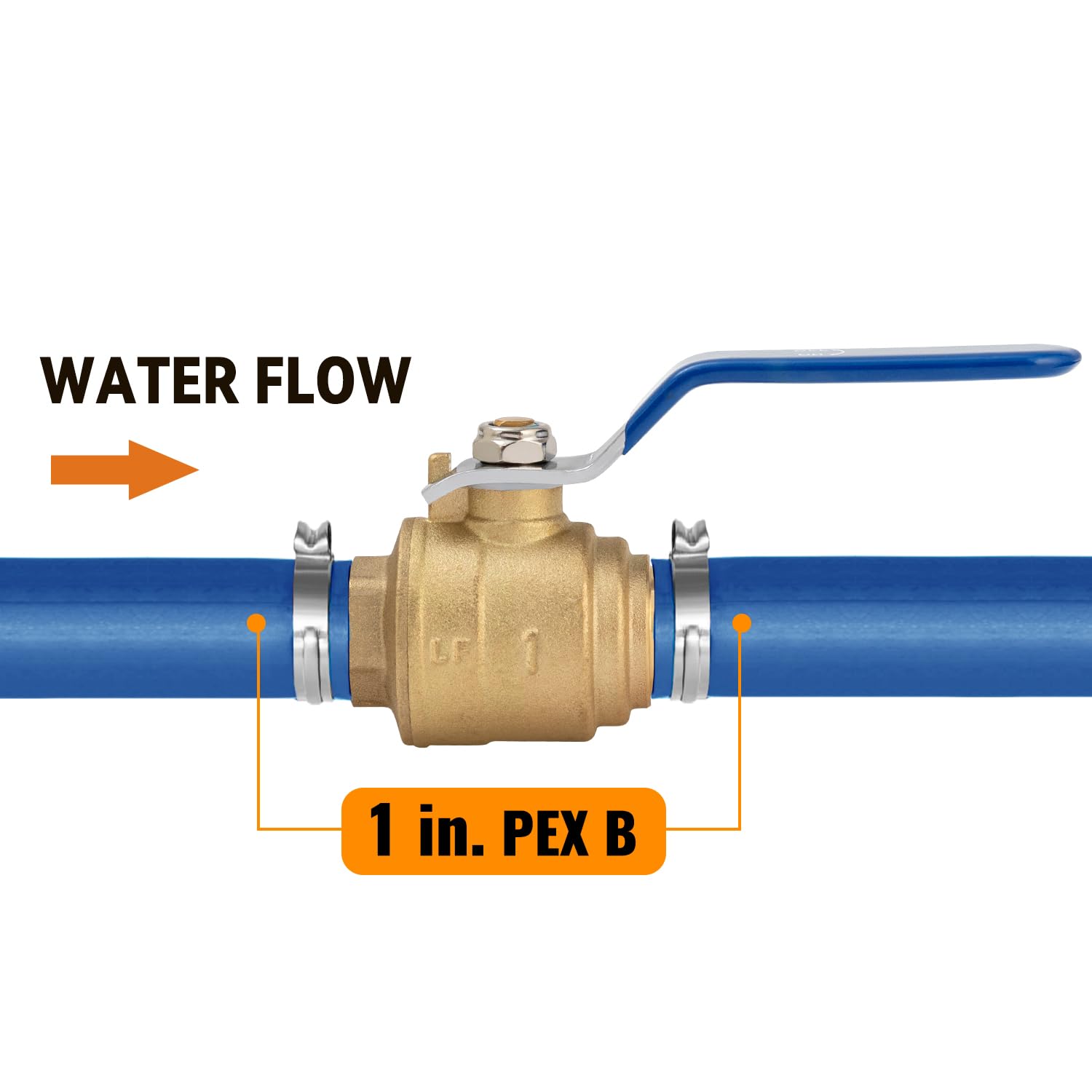 2-Pack Pex Valves 1 inch, Pex Ball Valve Brass Full Port Quarter Turn ...