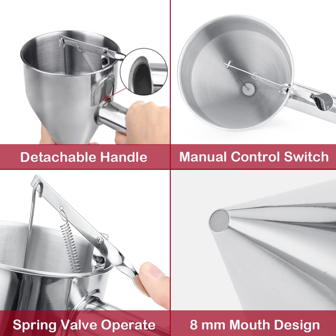 Pancake Batter Dispenser, 1200ml Funnel Cake Dispenser with Stand and ...