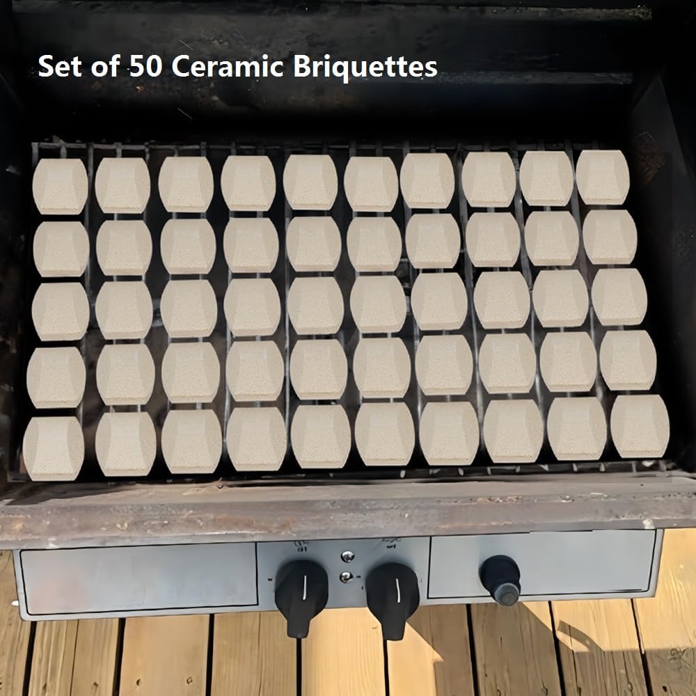 50 Pcs Gas Grill Ceramic Briquettes Kit for Turbo and Nexgrill Models ...