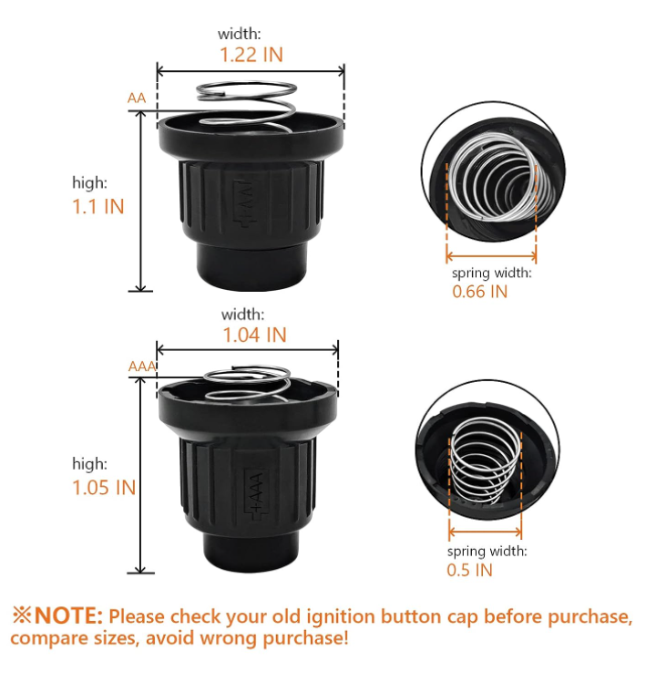 AAA and AA Battery Push Button Igniter Cap Replacement for Gas Grill S ...
