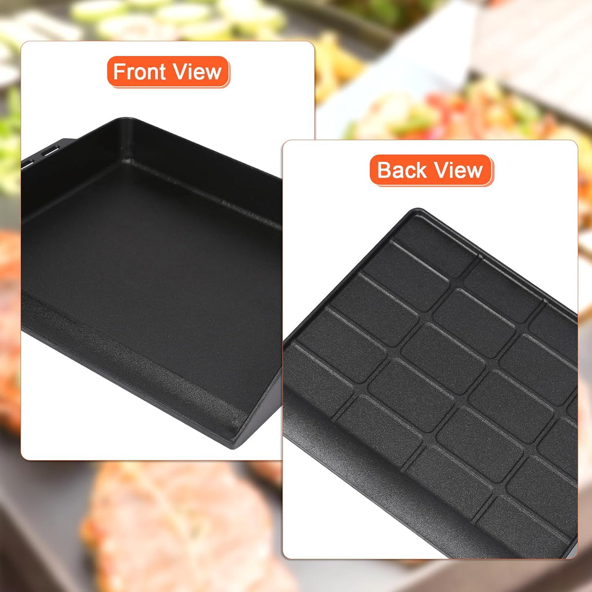 Universal Cast Iron Cooking Griddle 18" x 14", Non Stick Ceramic-coate ...