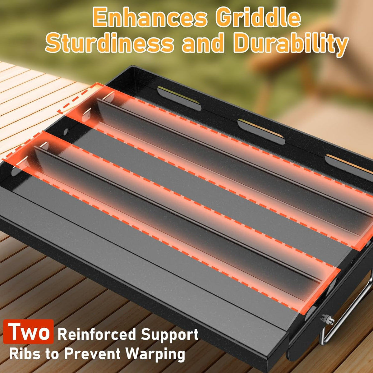 17"x13" Nano-Ceramic Nonstick Griddle for Gas/Charcoal Grills, Univers ...