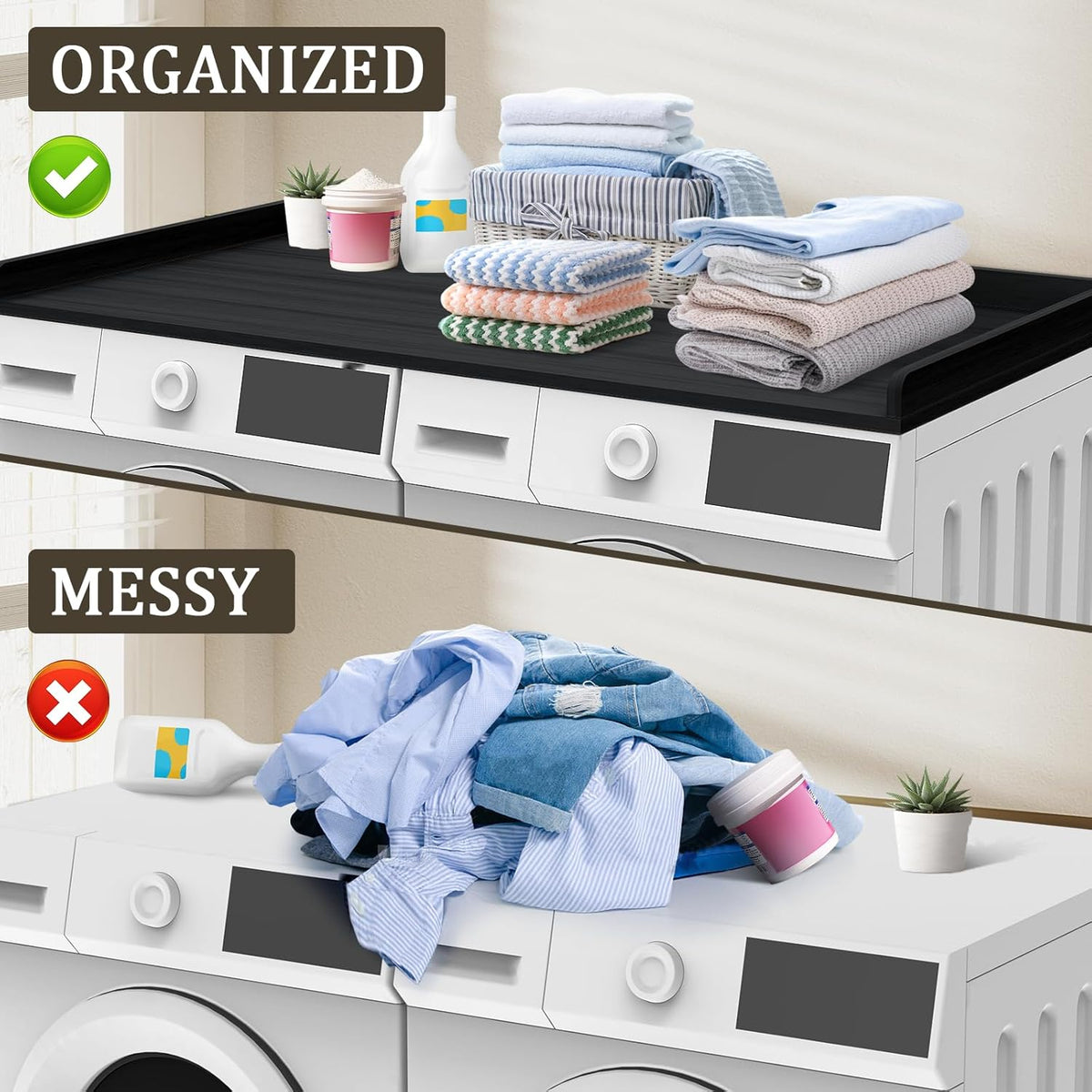 Washer Dryer Countertop 27.5" x 54", Non-Slip Laundry Topper for Washe ...
