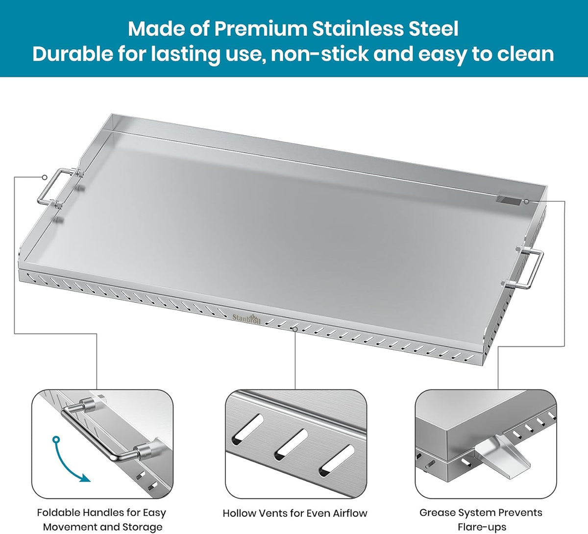 Flat Top Gas Grill Griddle Replacement Grate for Blackstone 36 inch 4 ...