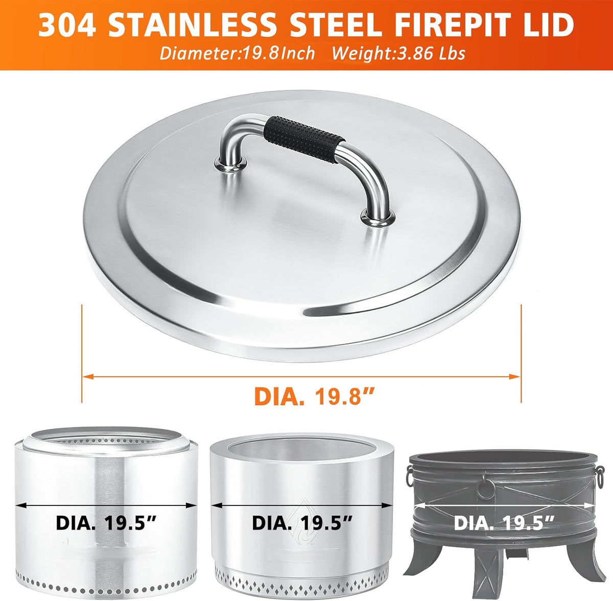Firepit Round Deflector & Lid Kit for Solo Stove Bonfire and Other 19 ...