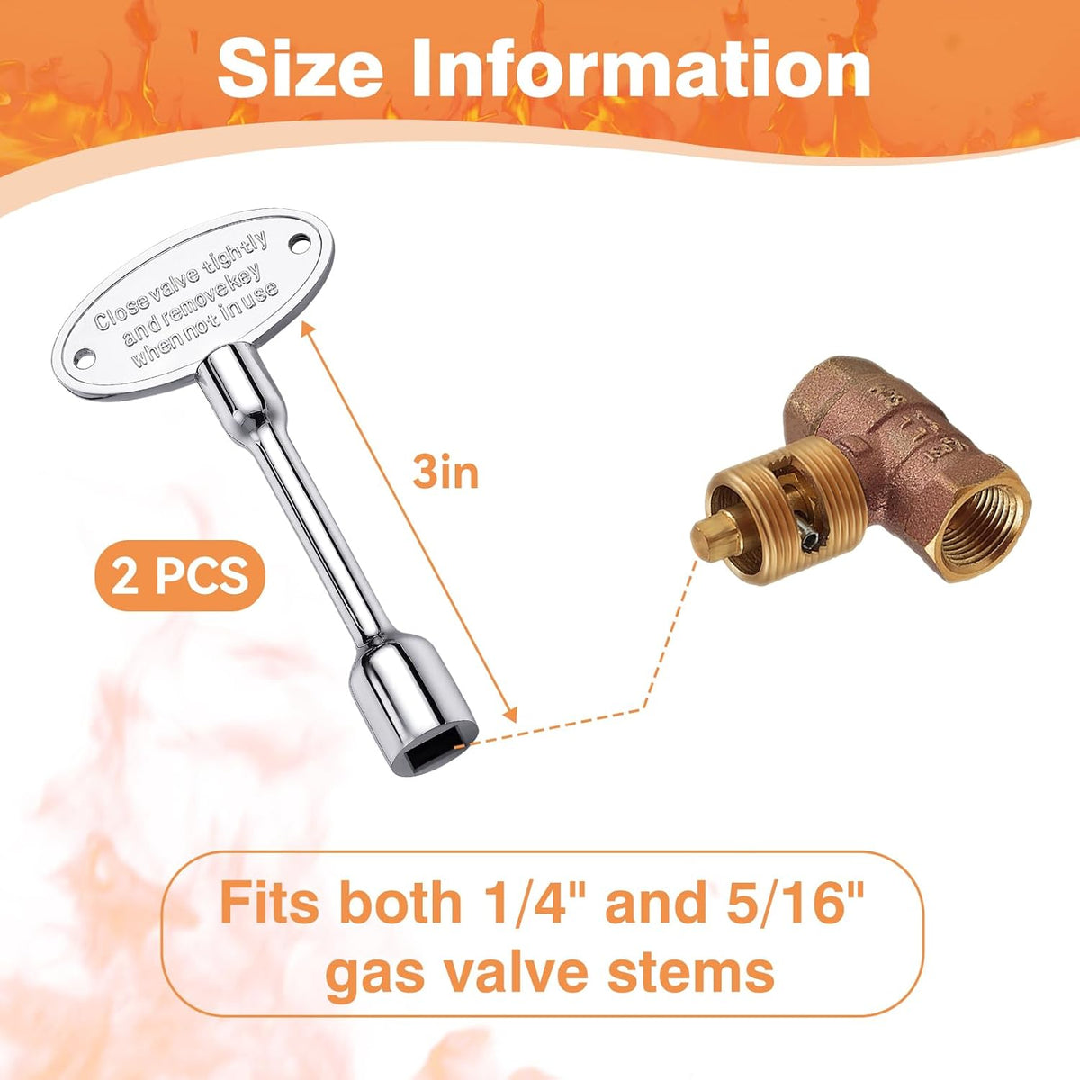 Universal Valve Key for Gas Fireplaces, Polished Gas Fireplace Keys fo ...