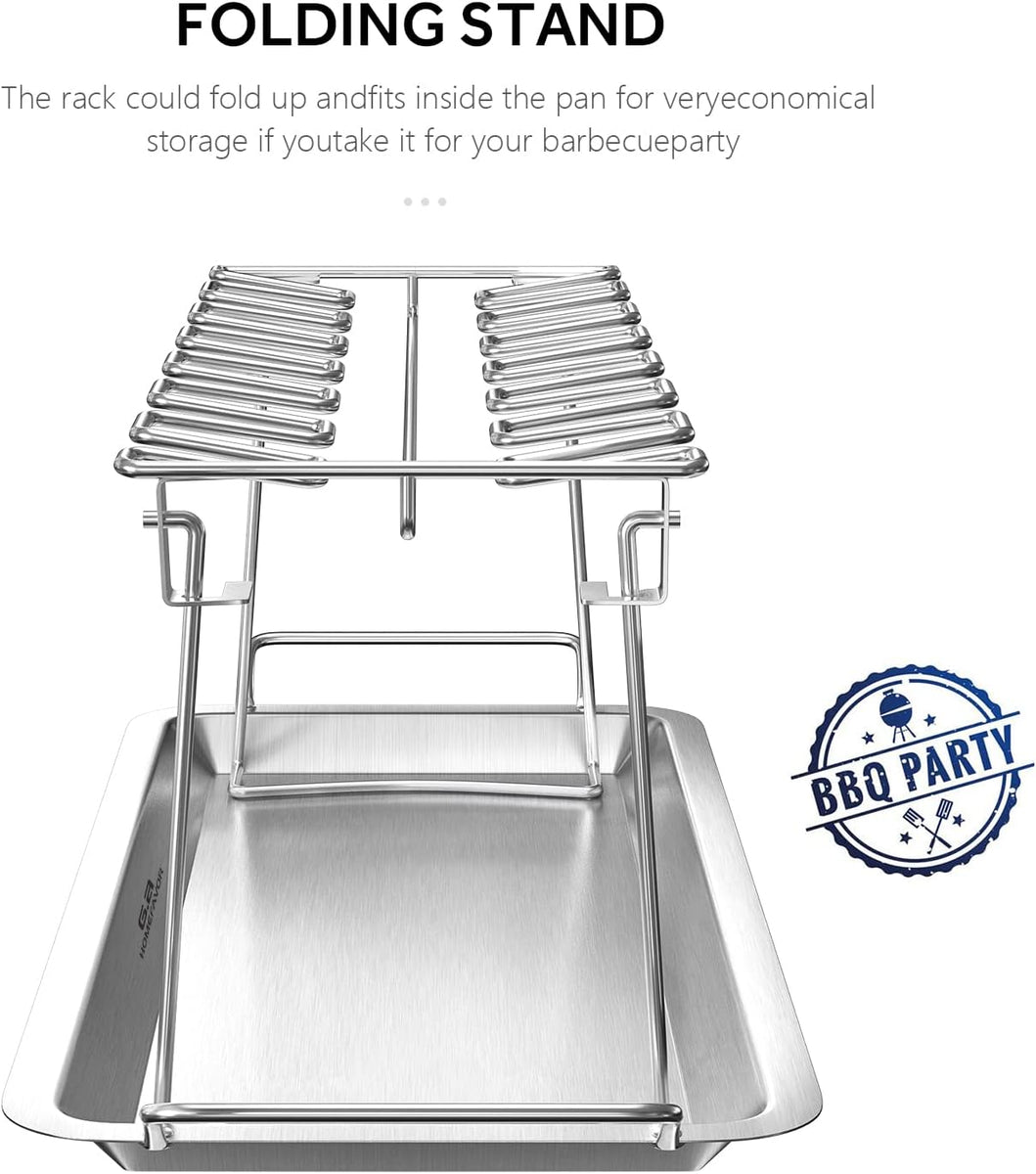 Chicken Leg Wing Rack 14 Slots Stainless Steel Metal Roaster Stand wit ...