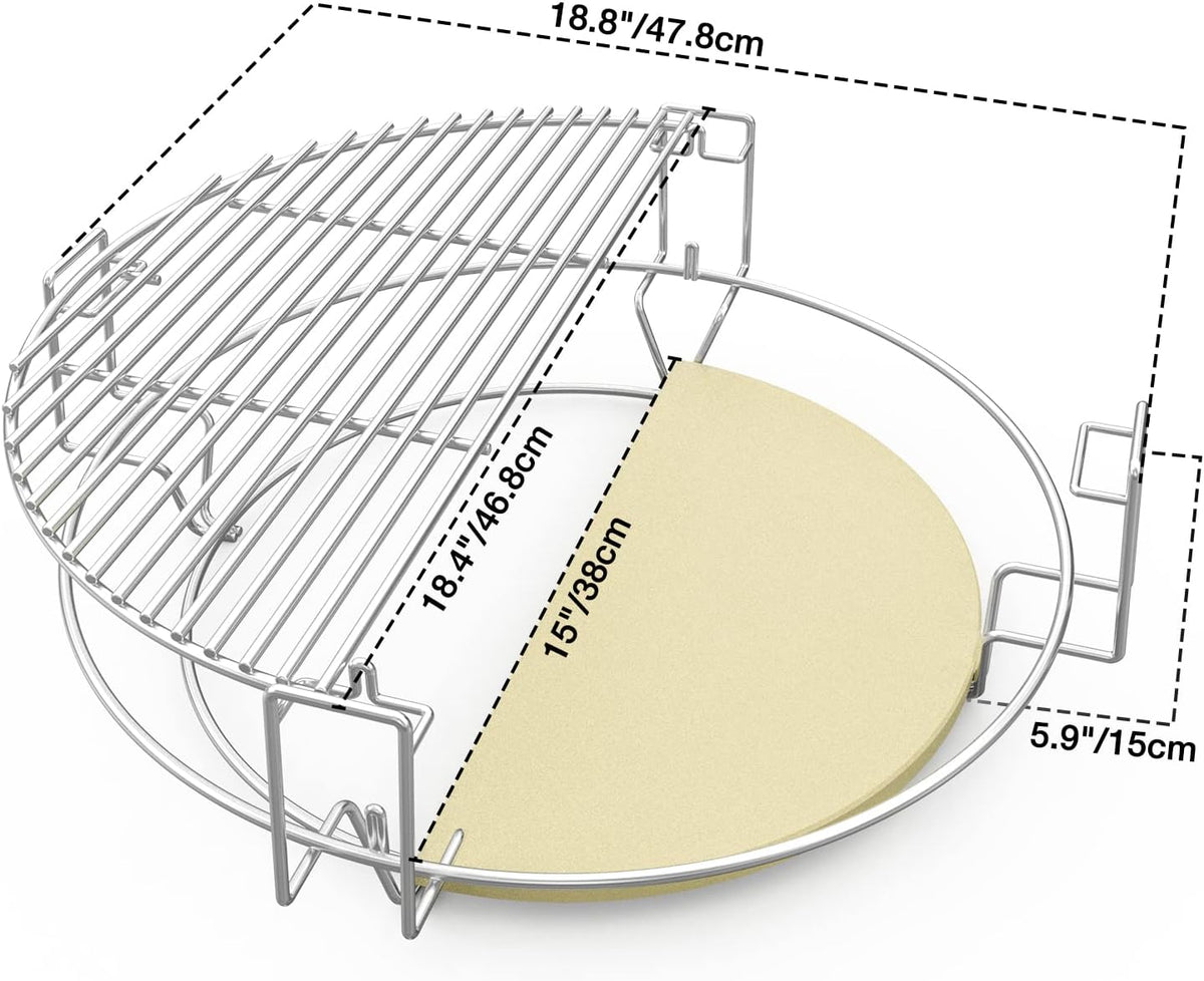 BBQ Cooking Grate System Flexible Grilling Rack with Heat Deflector fo ...