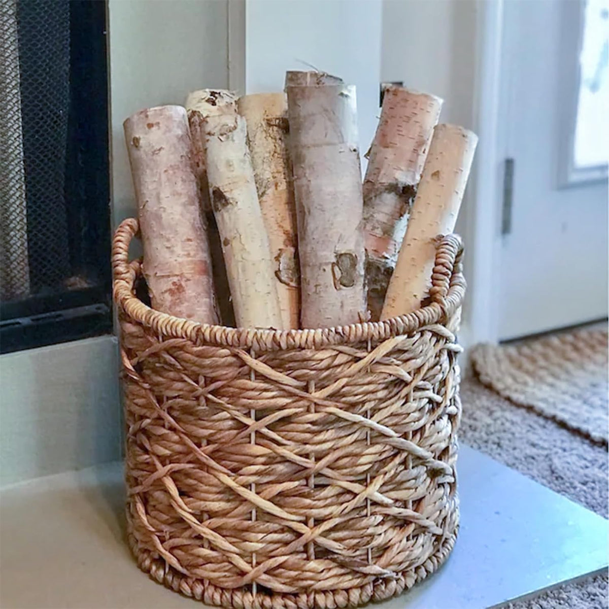 8Pcs White Birch Natural Bark Wood FireLogs for Indoor Gas Inserts, Ve ...