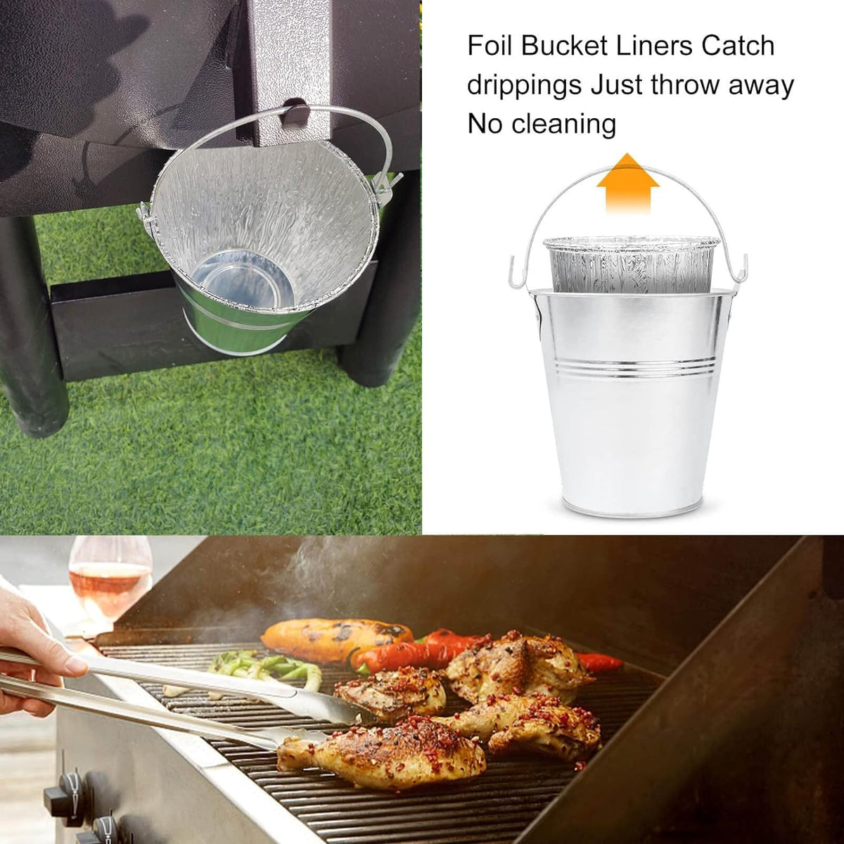 Wood Pellet Grill Traeger Drip Grease Bucket and 15 Pack Disposable Fo ...