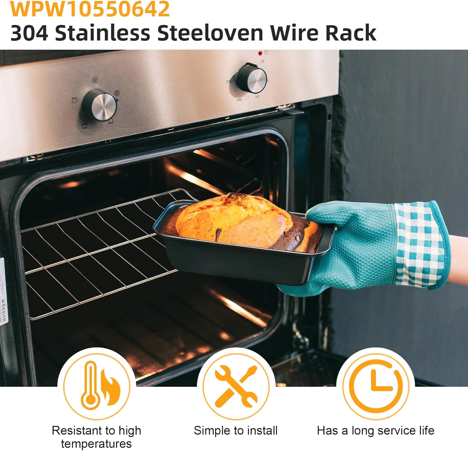 Oven Rack 25" x 15" W10550642 for Whirl-pool, Amana Stove, Stainless S ...
