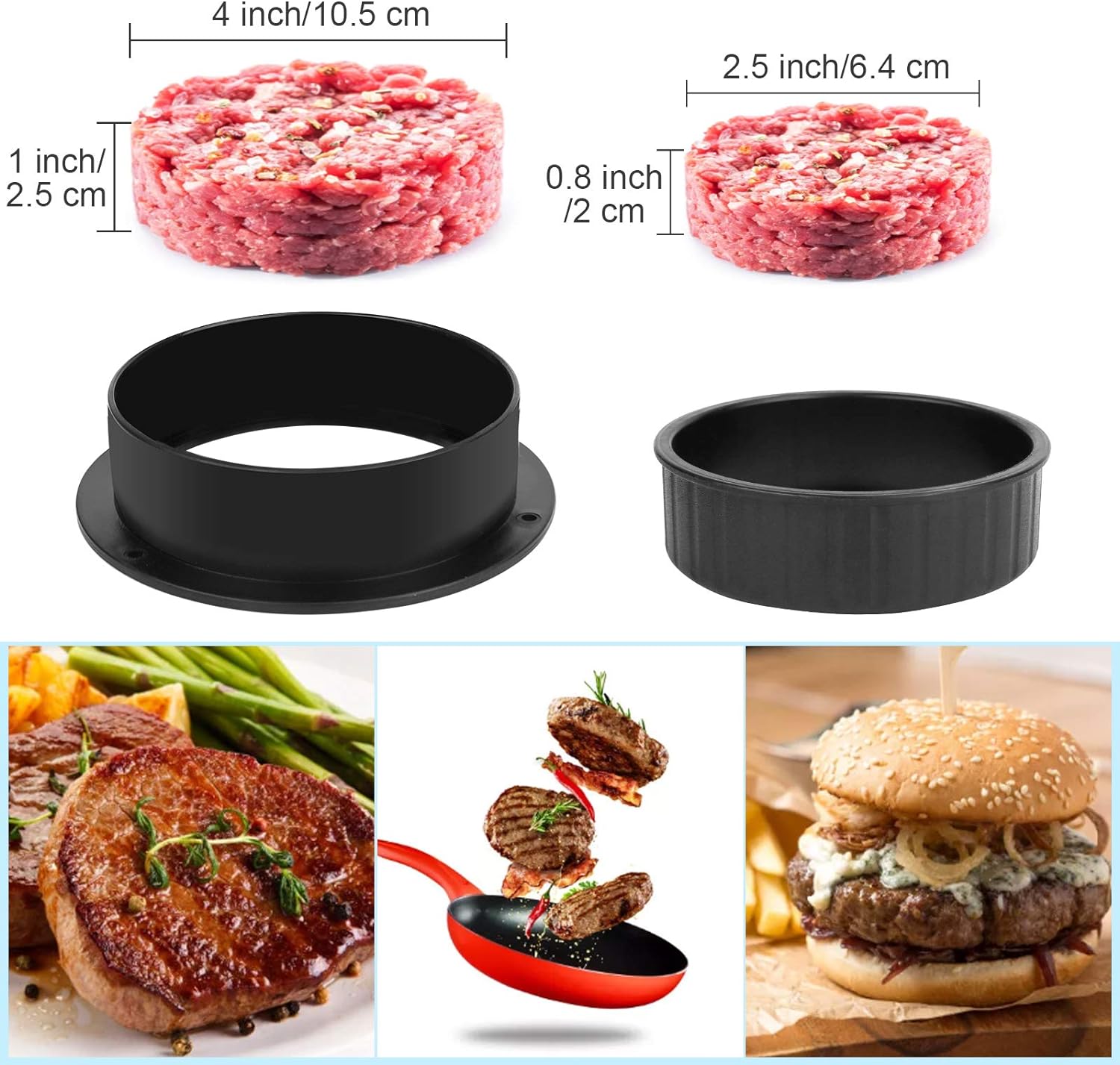 Hamburger Press 4-in-1 Burger Press Patty Maker With 100 Wax Papers ...