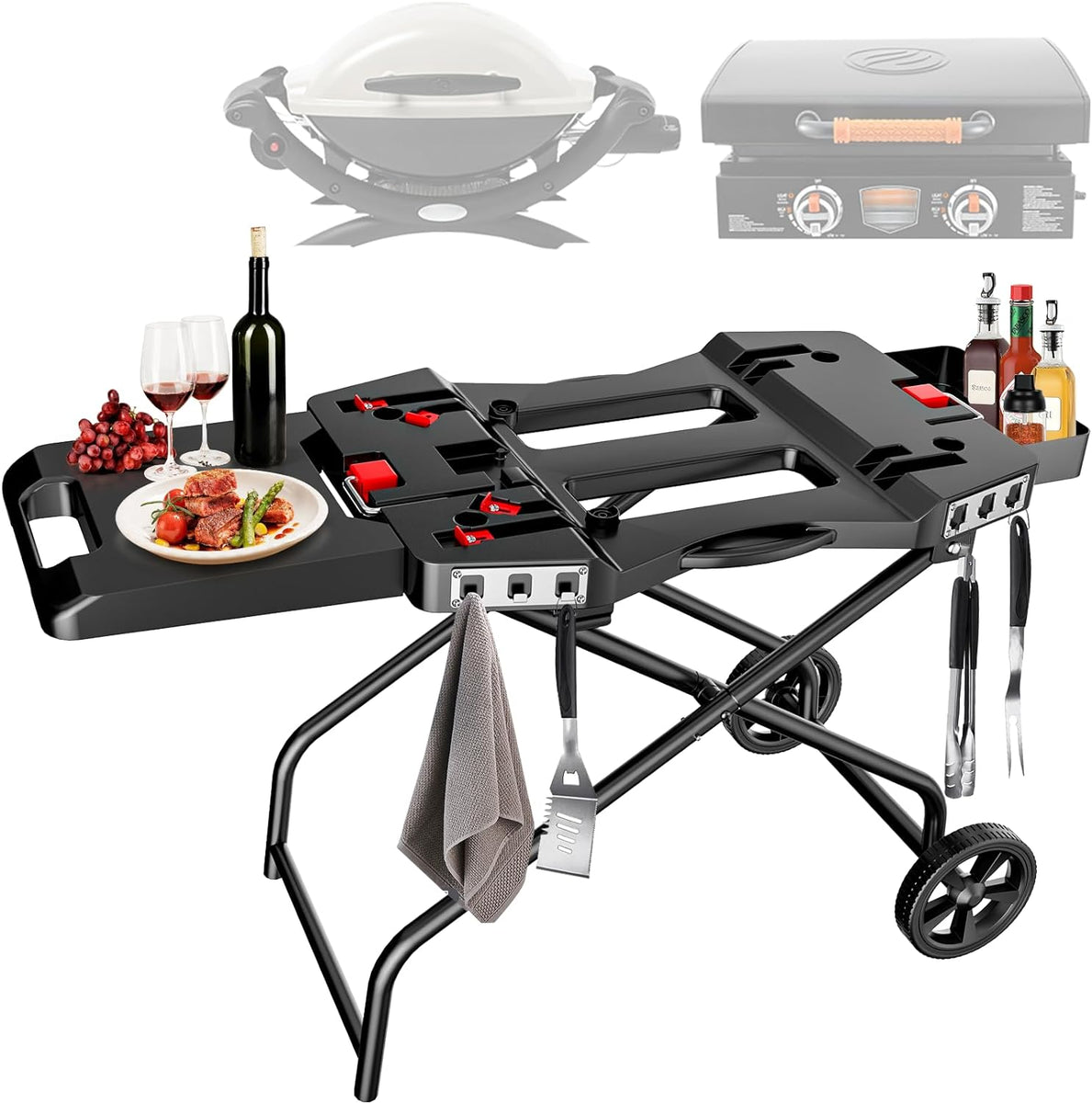Portable Rolling Cart Folding Collapsible Grill Stand for Blackstone 1 ...