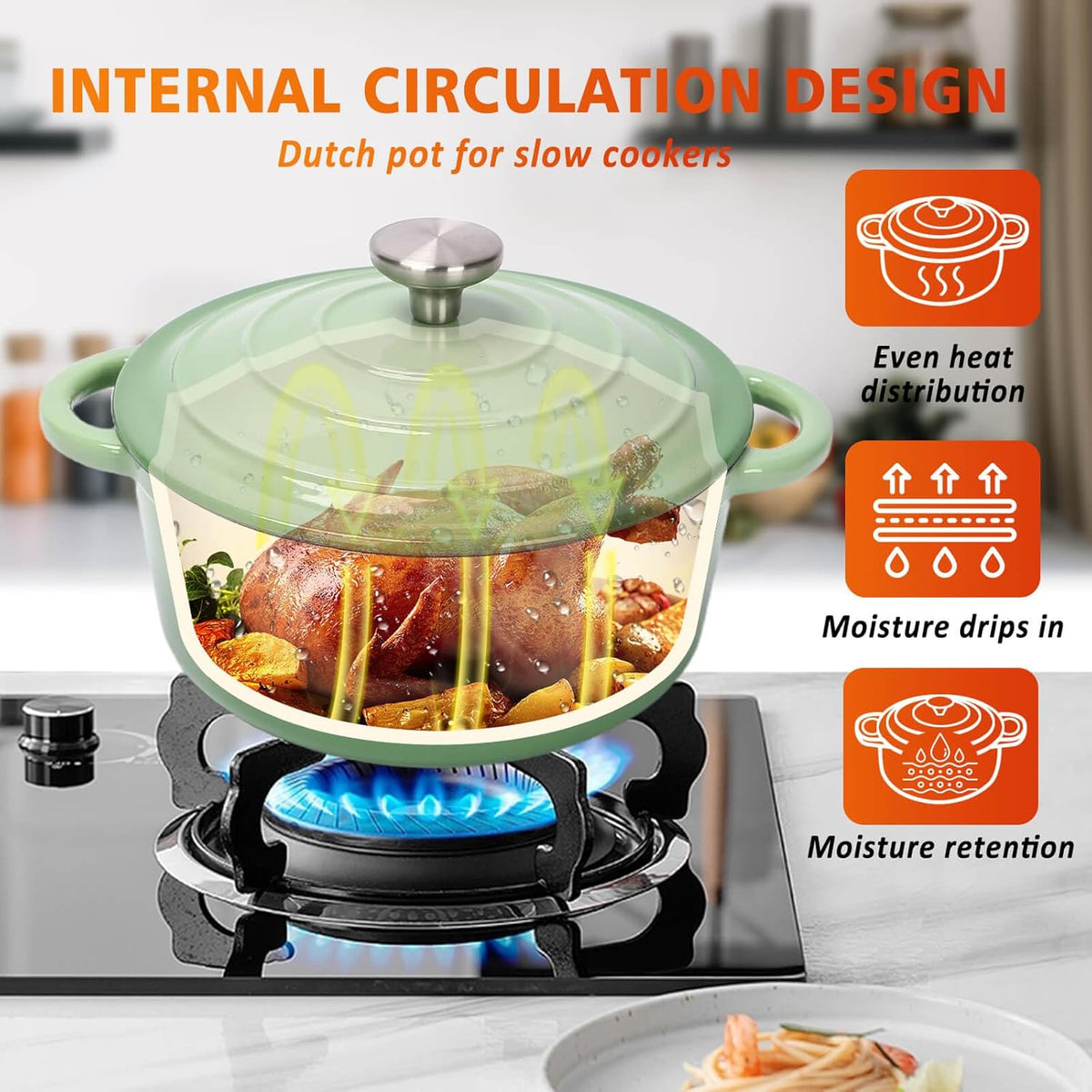 Enameled Cast Iron Cookware Set, 7 Piece Set of Dutch Ovens, Sauce Pan ...