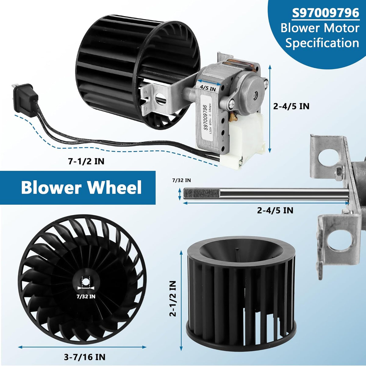 Bathroom Fan Motor Blower Assembly S97009796 for Broan Nutone Bulb Cei ...