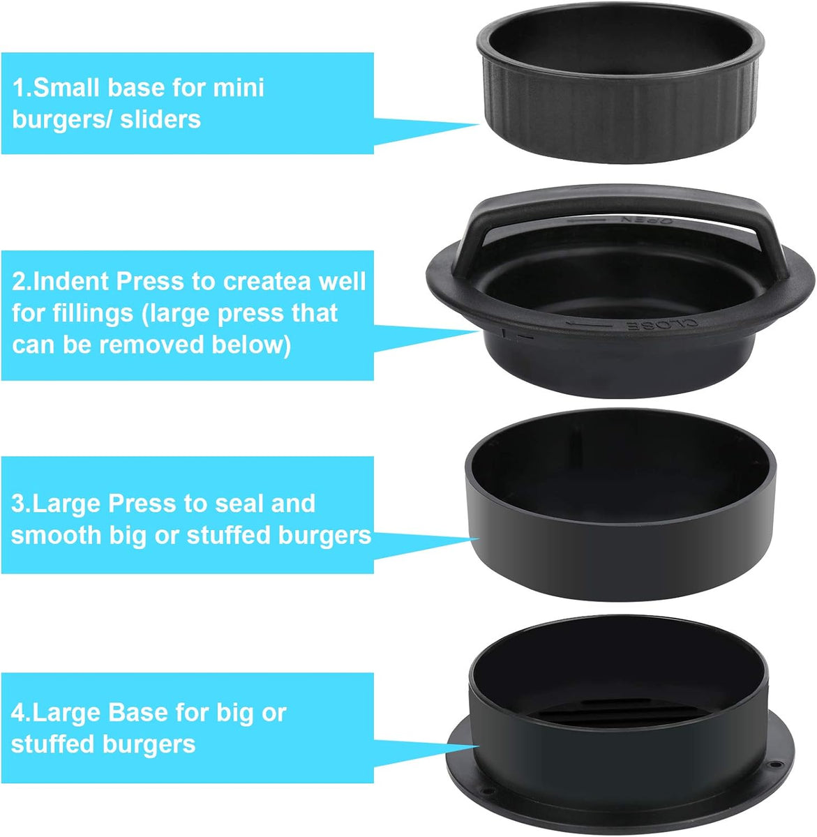3 in 1 Stuffed Burger Press Patty Maker Rings Molds Kit, with 100 Pcs ...