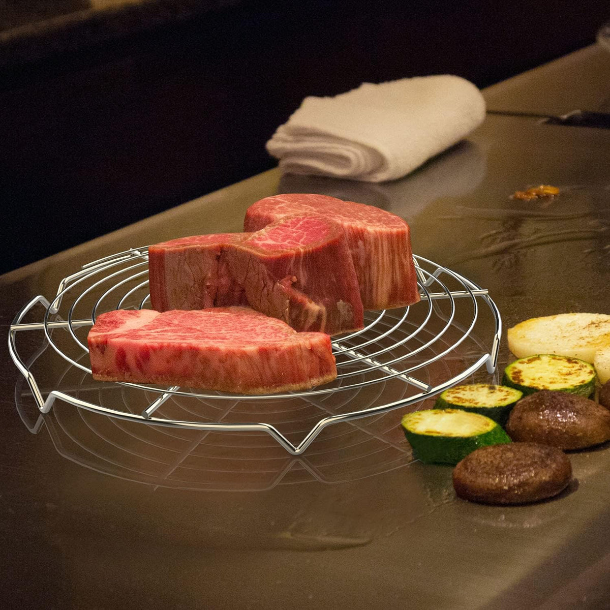 3Pack Round Warming Rack for Blackstone 17"-36" Griddles, Universal Gr ...