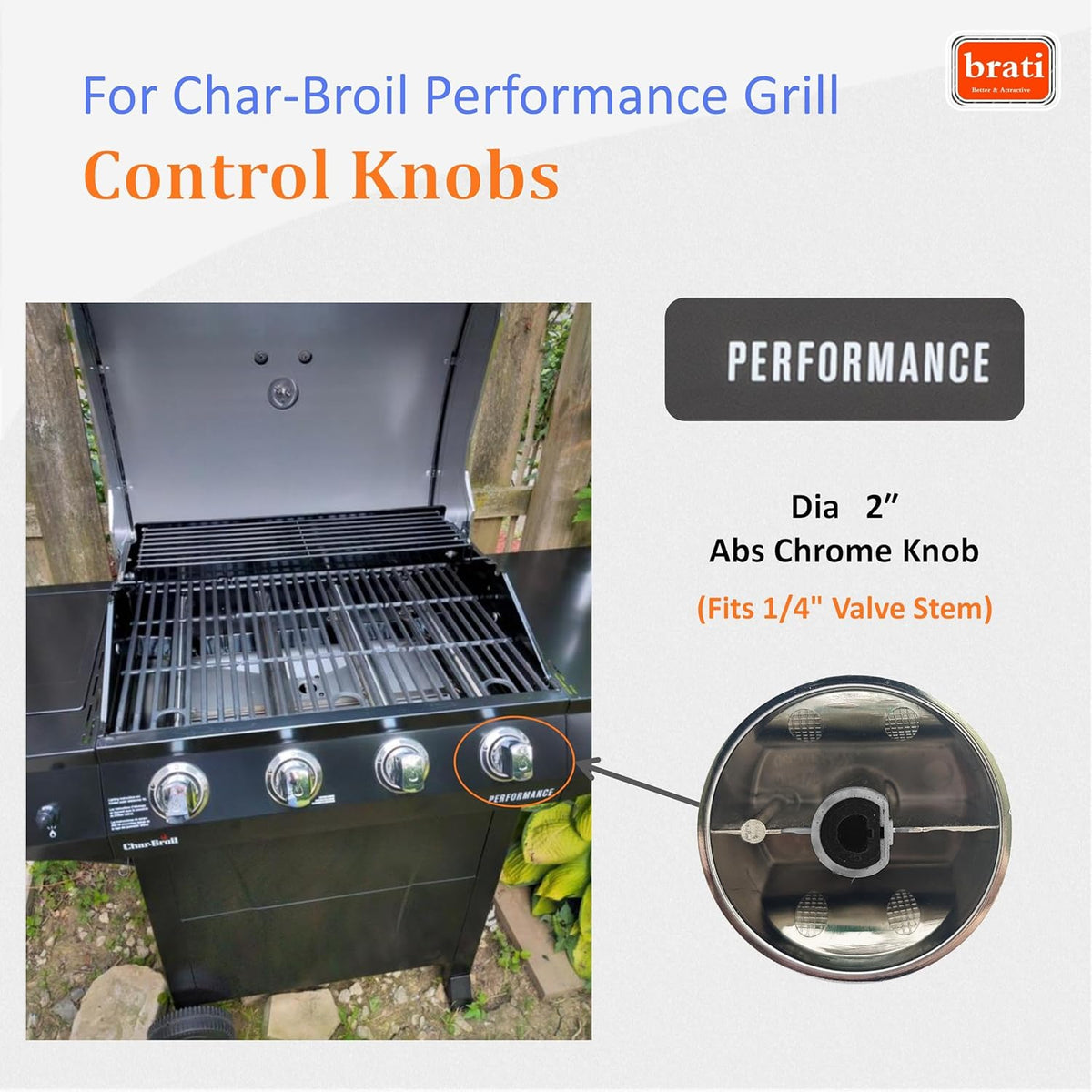 Chrome Control Knobs for Char-Broil Performance Series 4 5 Burner Gas ...