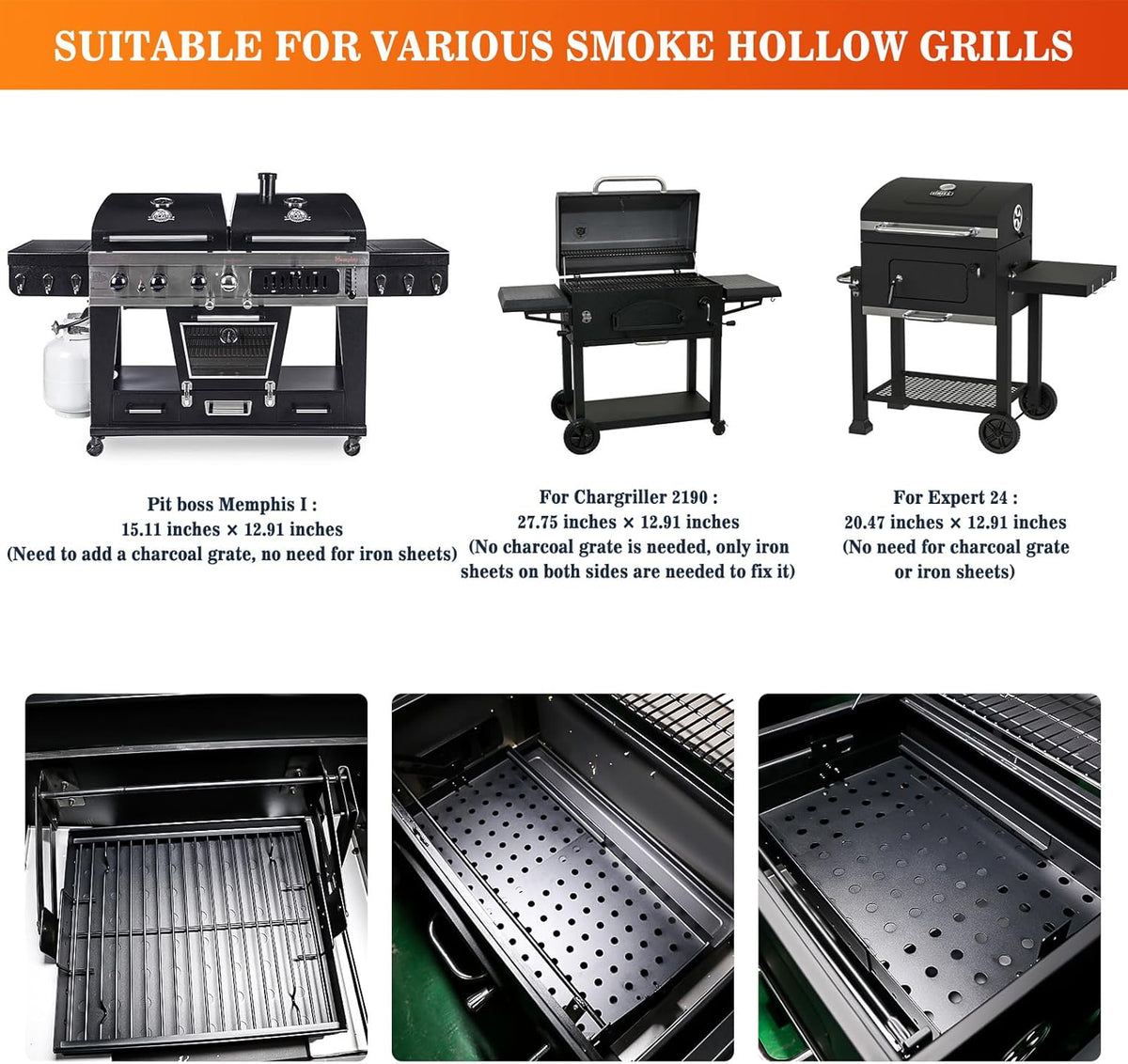 Charcoal Pan Tray Basket Kit for Pit Boss Memphis Ultimate Series Char ...