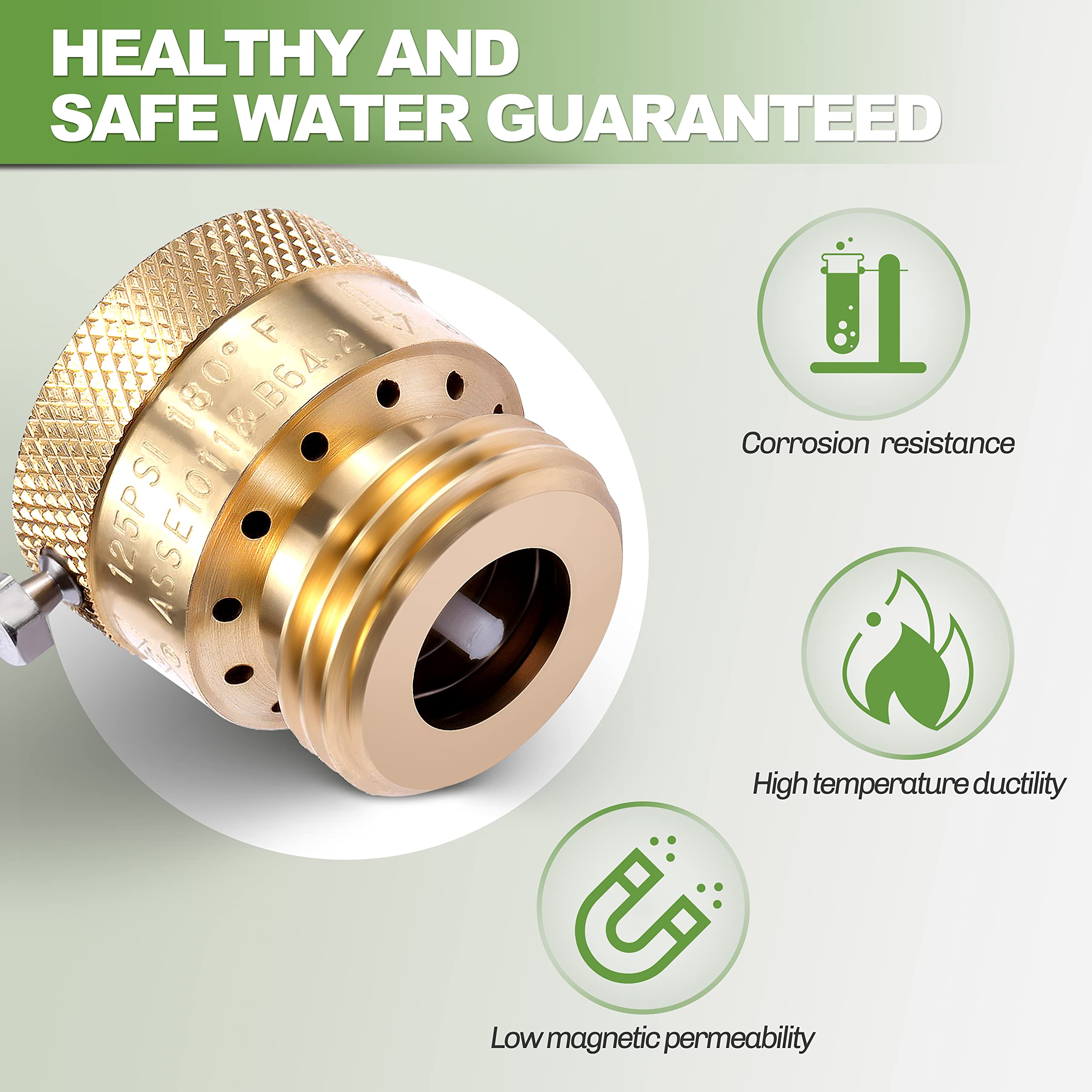 4-Pack Brass 3/4" Inch GHT Hose Bibb Connector Backflow Preventer Vacu ...