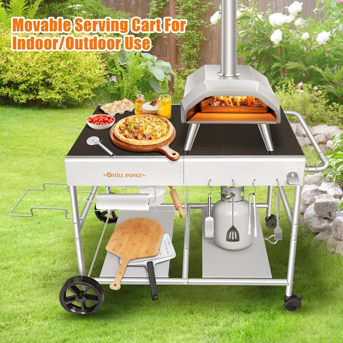 Movable Pizza Oven Cart Table Stand, Grill Table Stand, Dinning Cart ...