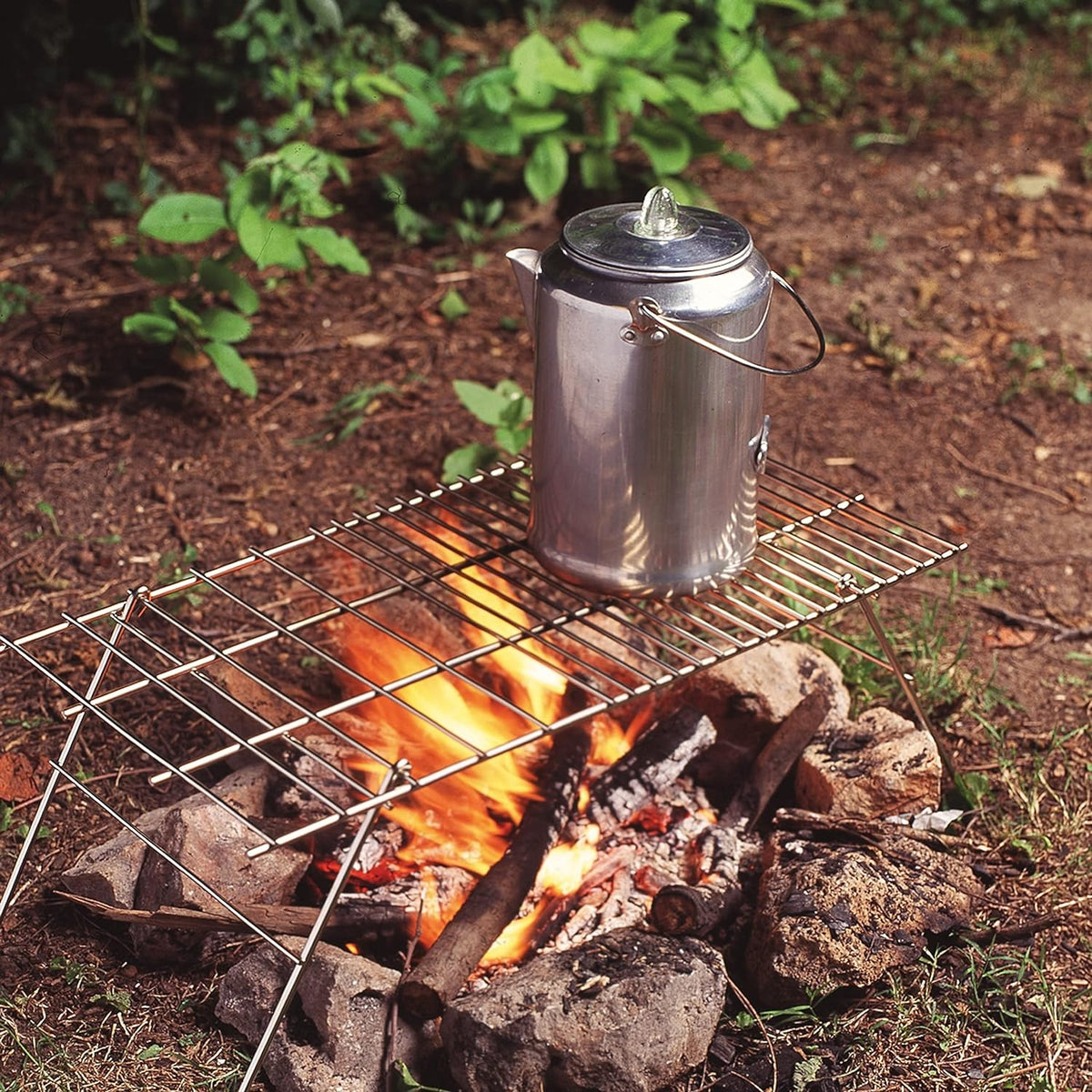 Nickel-Plated Steel Folding Camp Grill Campfire Grill Rack Over Fire P ...