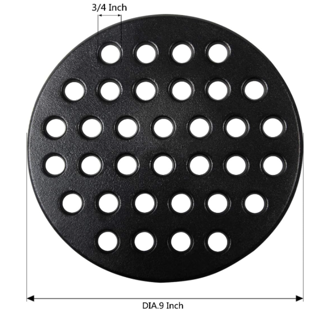 9" Round Cast Iron Bottom Fire Grate for Large Big Green Egg Kamado Gr ...