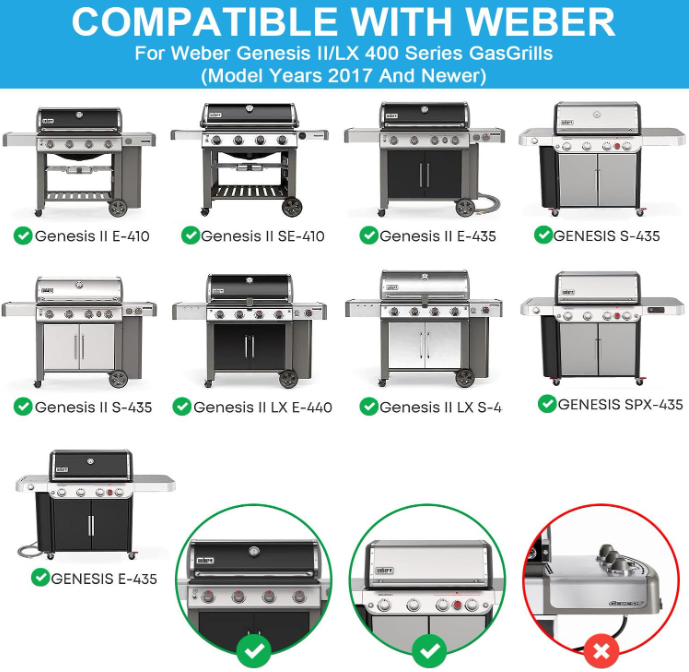 Full-Size Griddle Insert for Weber Genesis II & II LX 400 Series Gas G ...