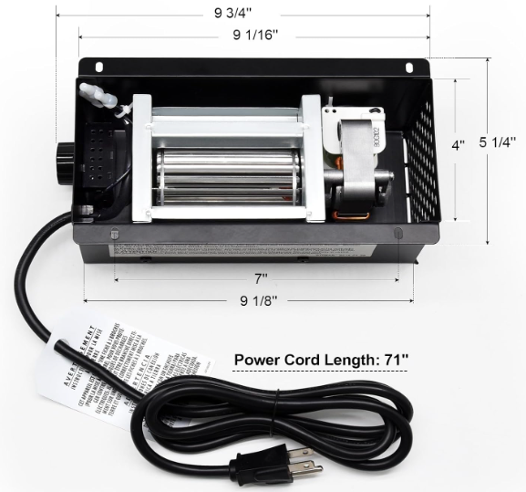Speed Variable PBAR-2427 Fireplace Blower Fan Kit for Pleasant Hearth ...