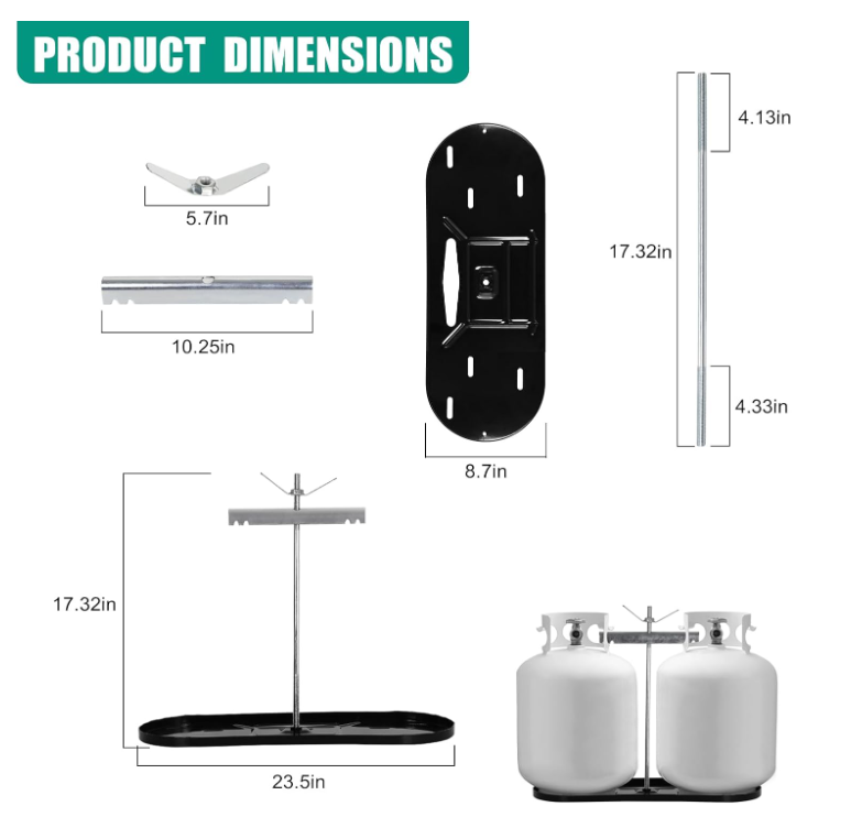 RV Dual Propane Tank Holder, 20lb Propane Tank Cylinder Rack for RVs a ...