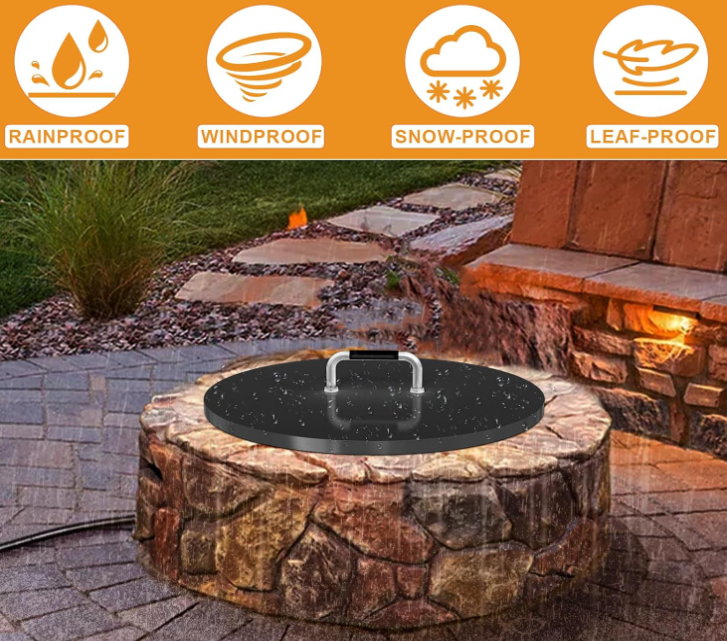 28" Universal Fire Pit Metal Cover for Round Patio Firepit, Snuffer Li ...