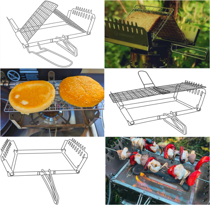Campfire Grill & Camping Toaster, Over Fire Pit for Gas Wood Stoves ...