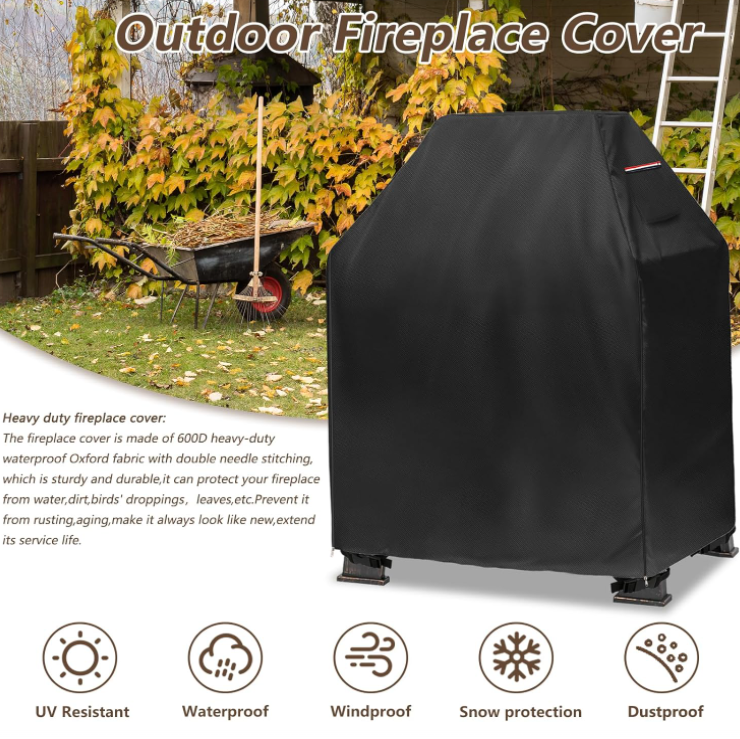 Outdoor Fireplace Cover, Heavy Duty 600D Waterproof Wood Burning Firep ...