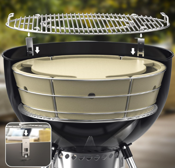 Charcoal Firebox Kit, Ceramic Charcoal Basket with Heat Deflector for ...