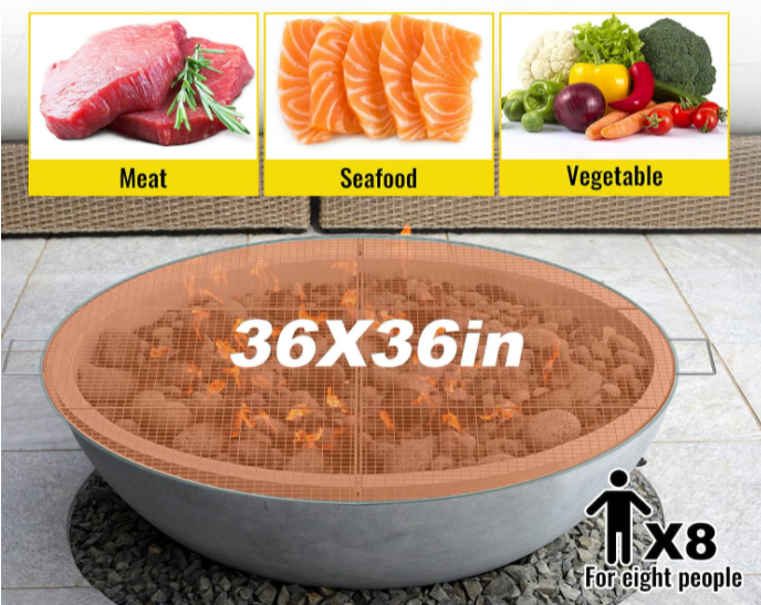 Fire Pit Grate 30 Inch Foldable Round Cooking Rack, Campfire BBQ Grill ...