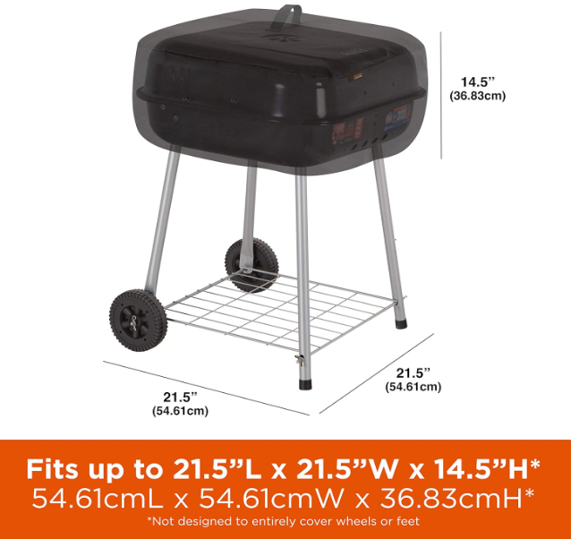 Grill Cover 21.5L x 21.5D x 14.5H Inch, for 2974 Basics Walk-A-Bout Ch ...