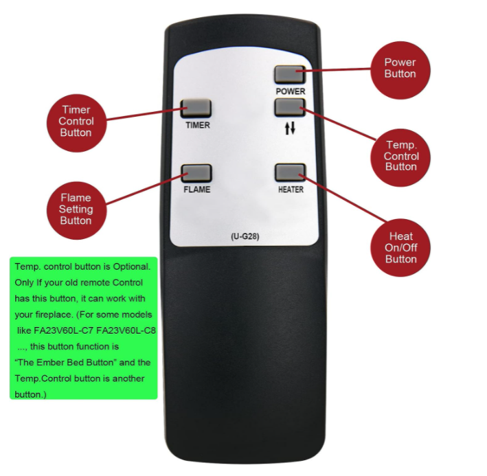 Remote Control for Altra Flame Electric Fireplace Heater FA23V60, FA23 ...