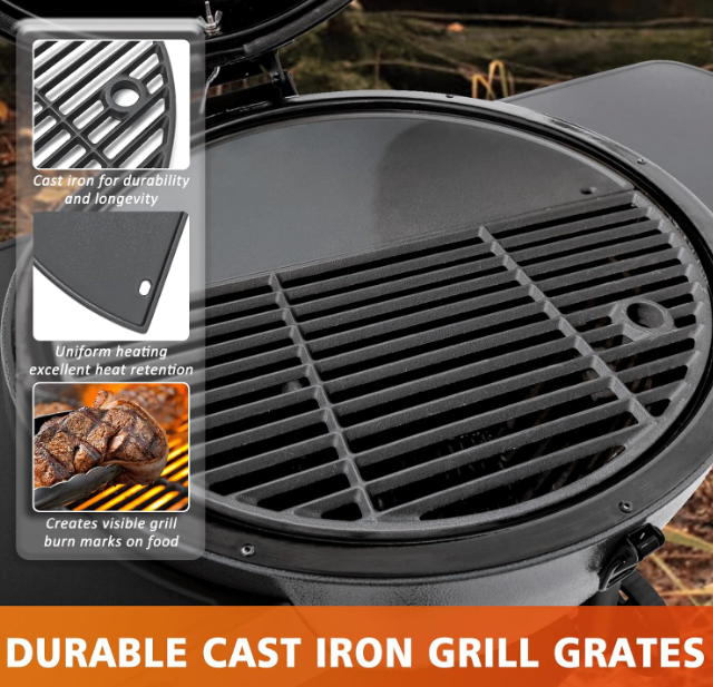 19.5 Inch Half Moon Grill Grates for Akorn Kamado Ceramic Grill, Pit B ...