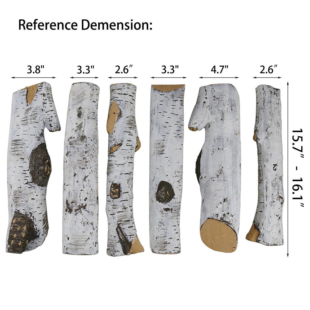 Gas Fireplace Logs, Ventless Ceramic Logs for Gas Fire Pits, 6 Pcs, El ...