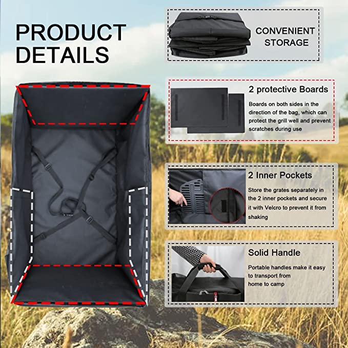 Grill Carry Bag & Backpack for Weber Q200 Q220 Q2000, Q2200, Pit Boss ...