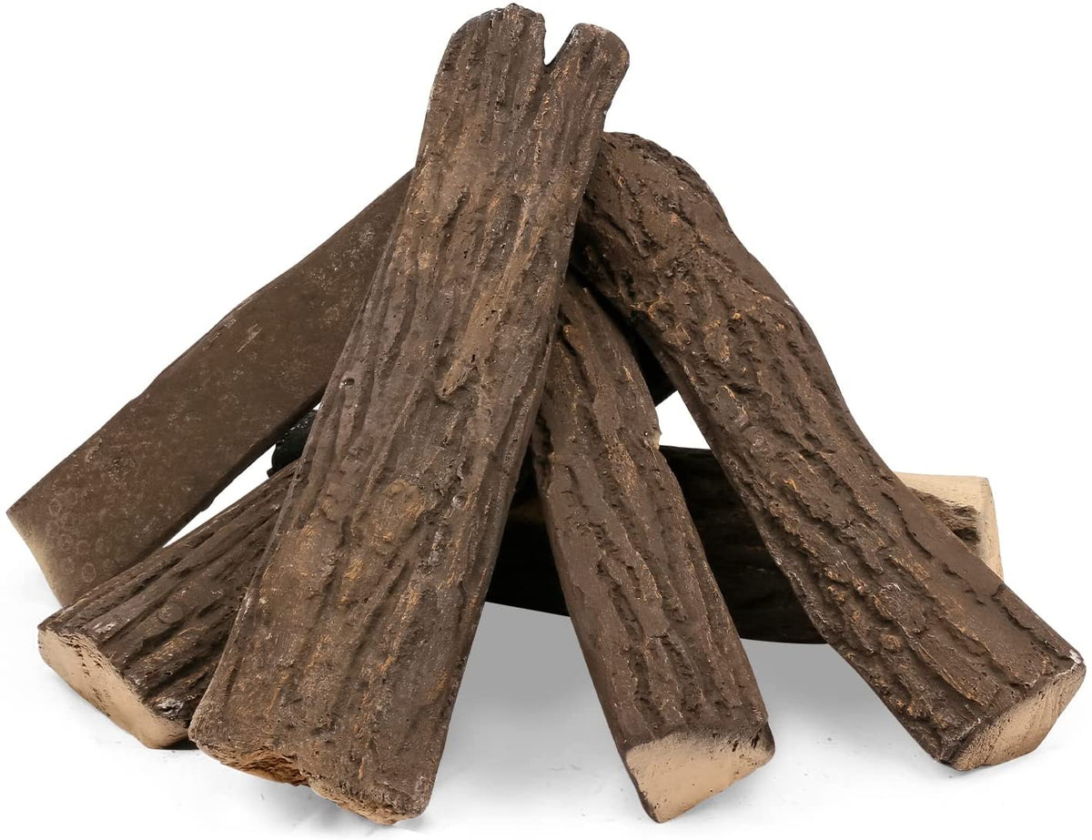 Ceramic Wood Logs Set for Gas Fire Pit Fireplaces, Decoration Fake Log ...